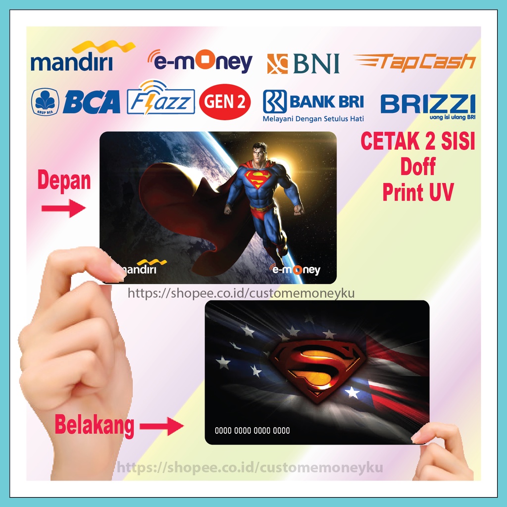 Jual KARTU EMONEY SUPERMAN SUPERHERO ETOLL E-MONEY MANDIRI FLAZZ BCA ...