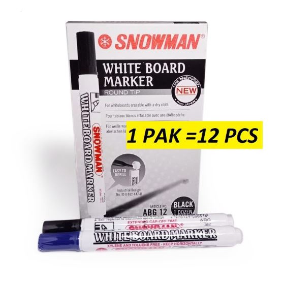 Jual (12pc) SPIDOL WHITEBOARD SNOWMAN BG 12 / SEPIDOL PAPAN TULIS ABG ...