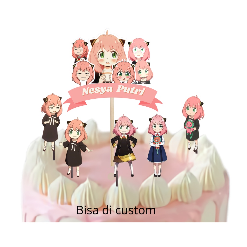Jual Topper custom nama Anya Spy x family / hiasan kue happy birthday ...