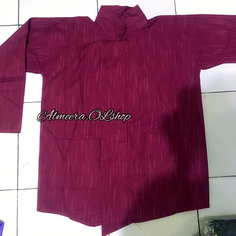 Jual surjan lurik alusan motif hujan gerimis warna merah maroon ...