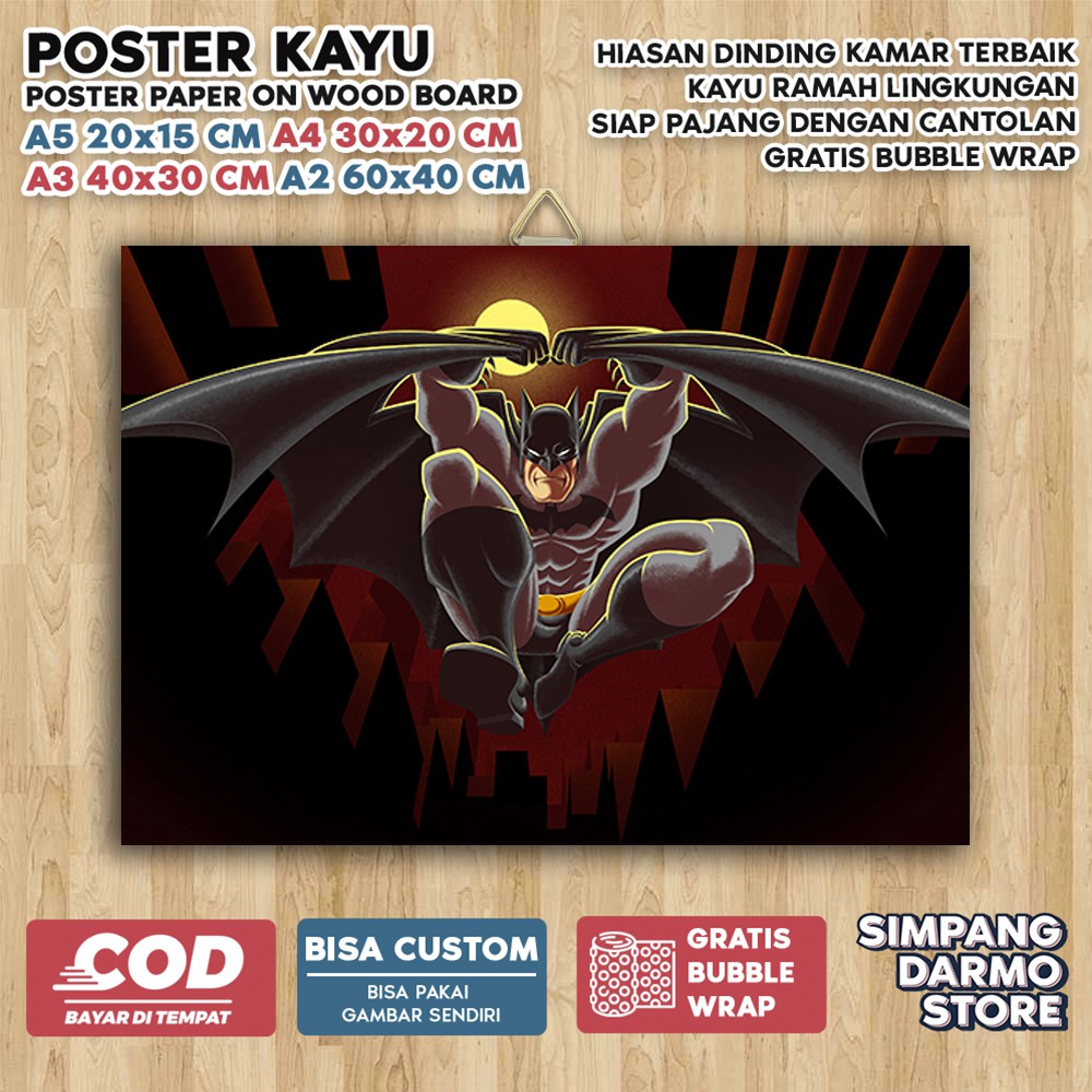 Jual Poster Kayu Dark Aesthetic Batman Tema Superhero DC Pahlawan Super ...