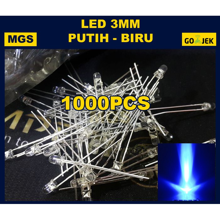 Jual 1000PCS LED 3MM PUTIH NYALA BIRU | Shopee Indonesia