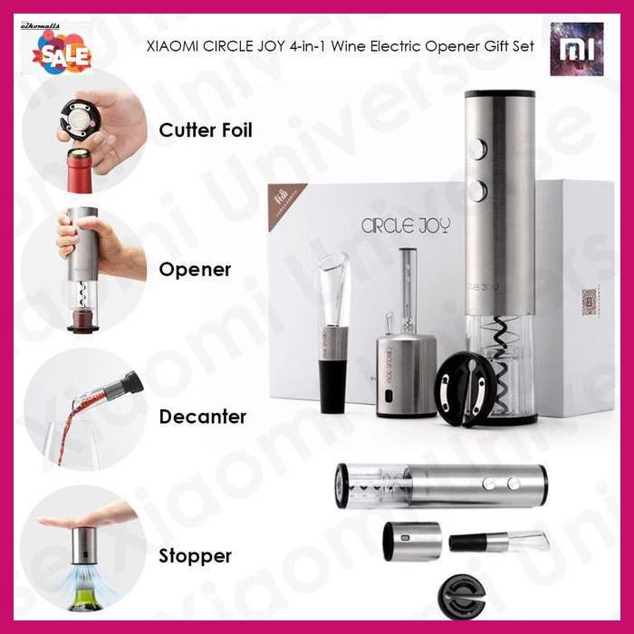Jual OPENLOTOB- CIRCLE JOY 4-IN-1 WINE ELECTRIC OPENER GIFT SET WINE STOPPER -ASLIII. | Shopee ...