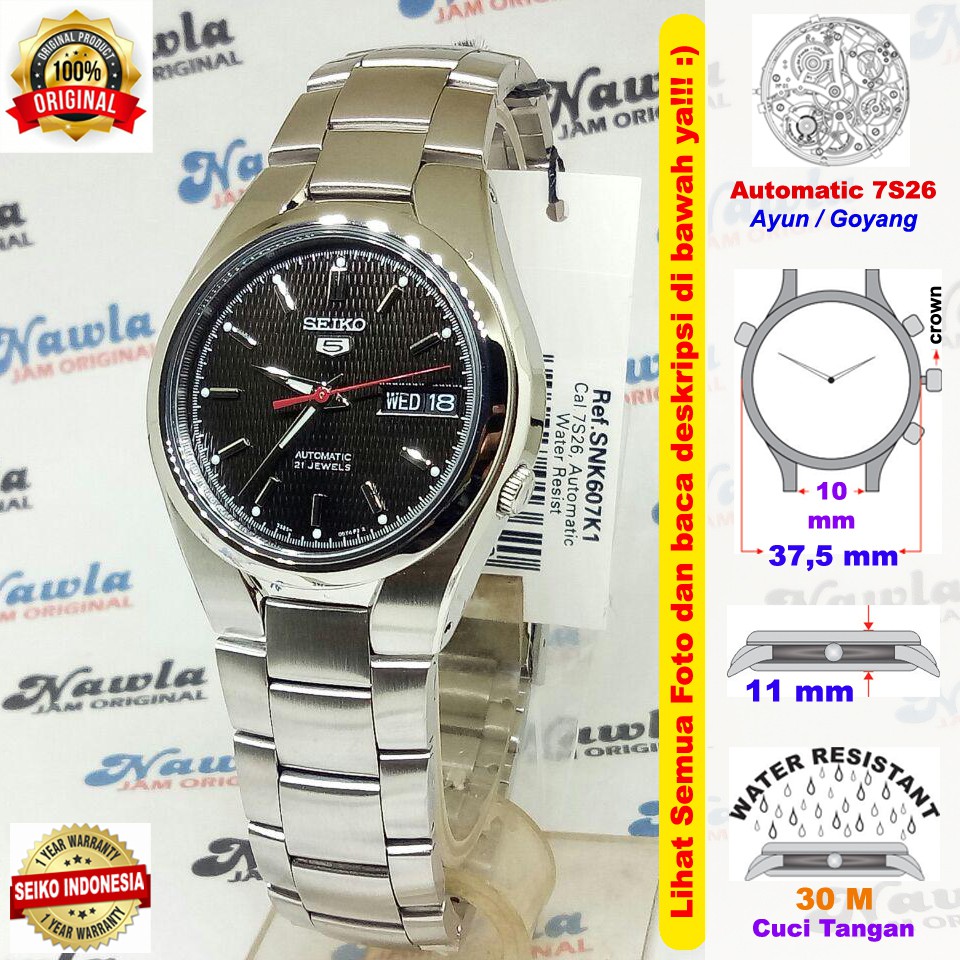Jual Seiko 5 SNK607K1 Automatic Black Dial - Jam Tangan Pria SNK607 ...