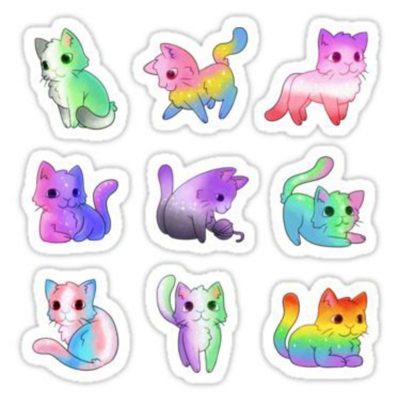Jual stiker kucing lucu/rainbow cat stickers collection | Shopee Indonesia