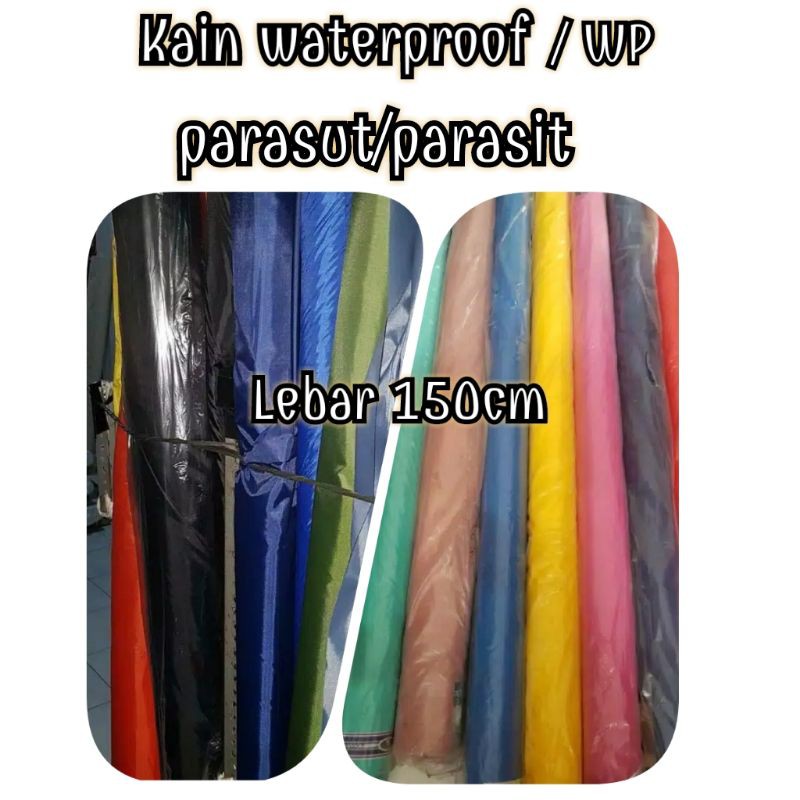 Jual bahan kain waterproof wp parasut parasit polos murah | Shopee ...