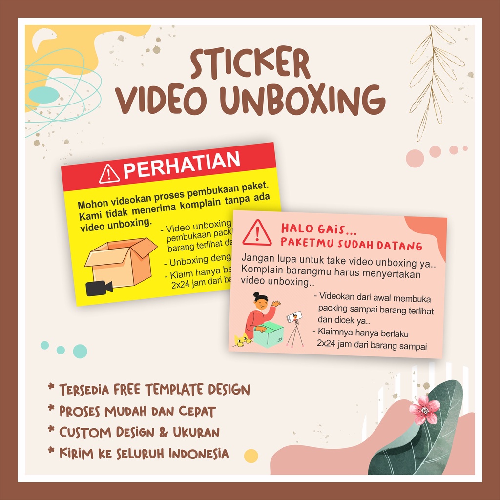 Jual 10pcs Sticker Video Unboxing Stiker Wajib Video Label Pengiriman ...
