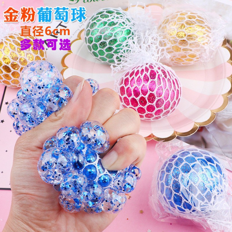 Jual Mainan Anak Stress Ball / Mesh Ball / Squishy Rainbow Grape Anggur ...