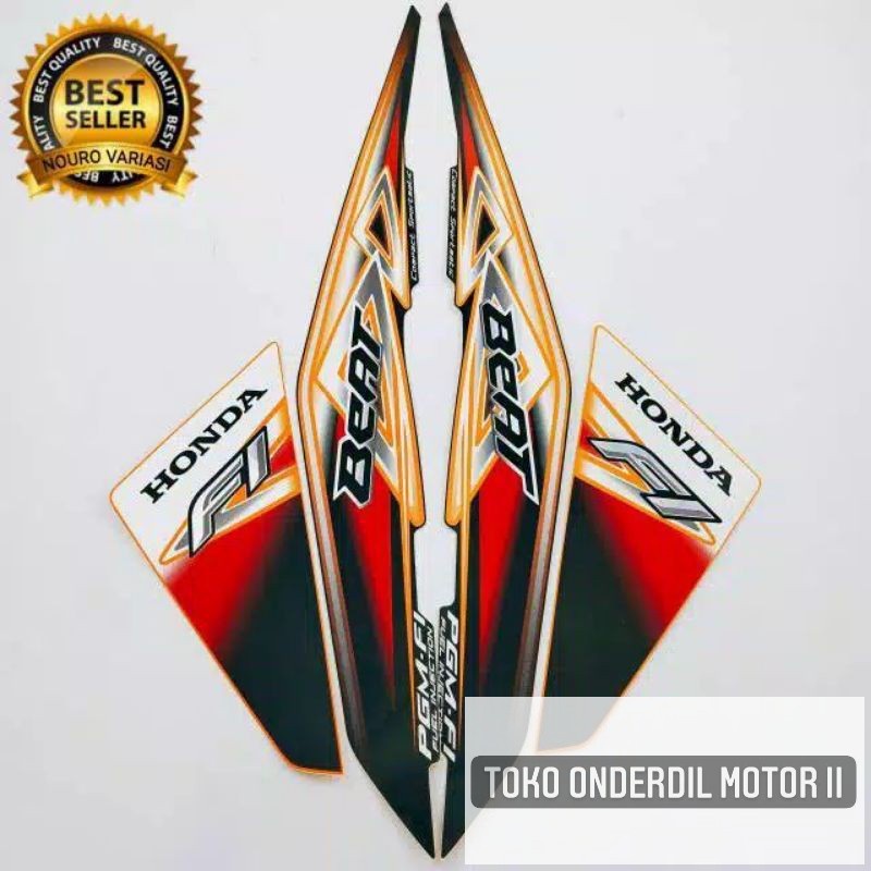 Jual Stiker Sticker Striping Emblem Honda Beat FI Injeksi Warna Orange ...