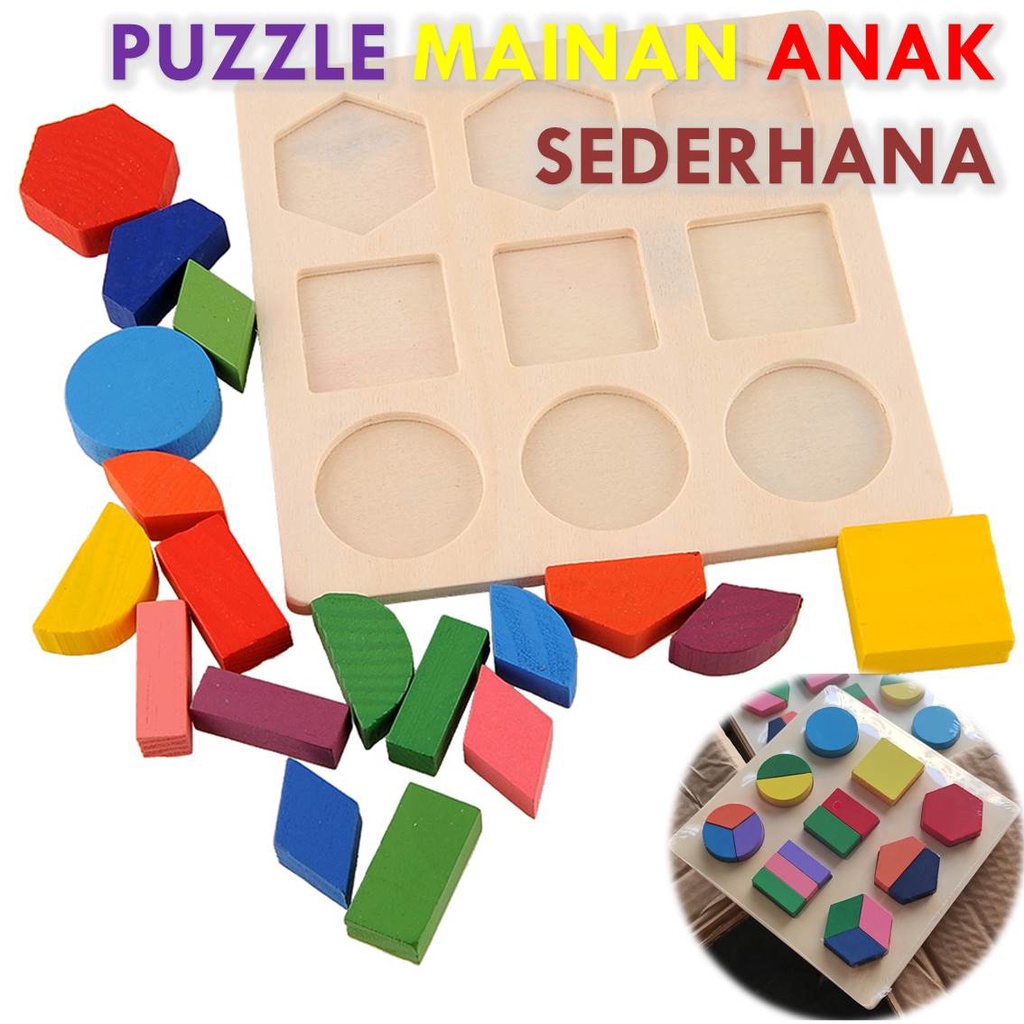 Jual Puzzle Mainan Anak Sederhana 1 sampai 2 tahun pasang Balok Warna ...