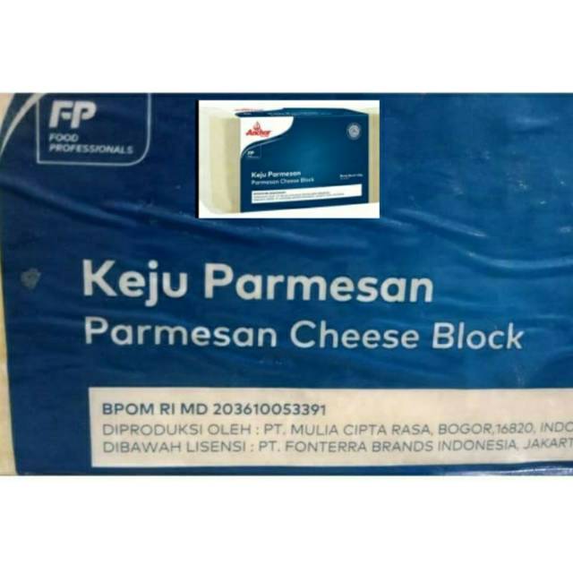 Jual parmesan anchor 200 gr cheese block (balok). keju parmesan ...
