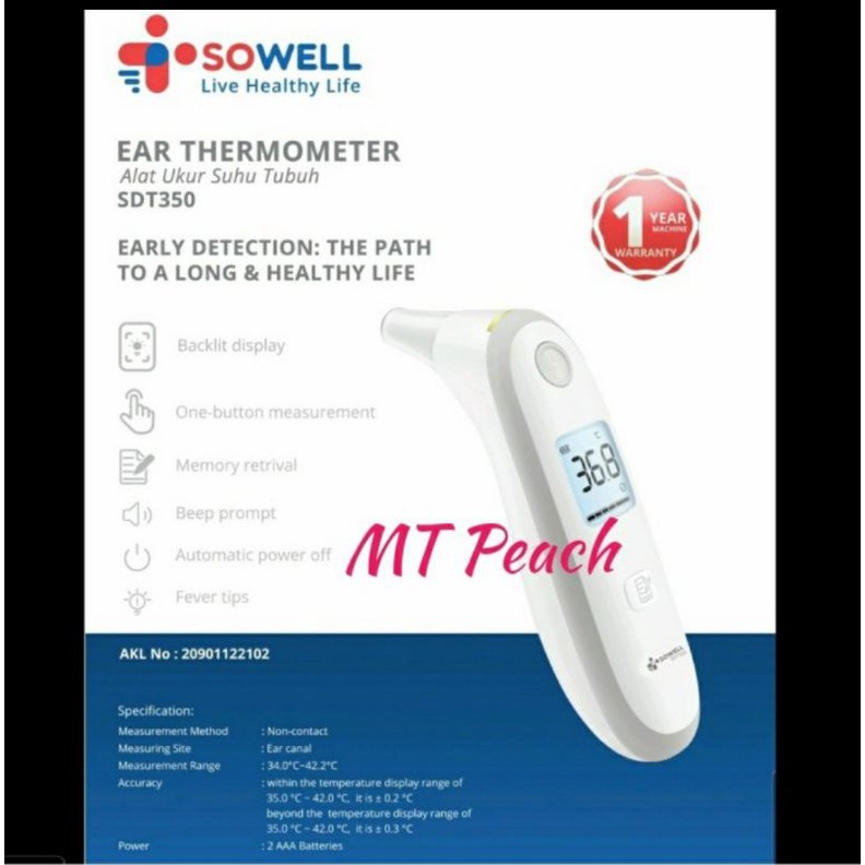 Jual SOWELL TERMOMETER TELINGA EAR THERMOMETER ALAT PENGUKUR SUHU BADAN ...