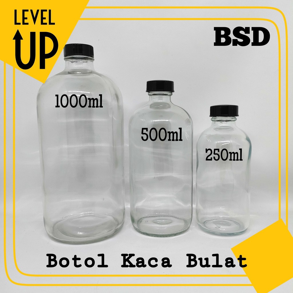 Jual BOTOL KACA POLOS TUTUP HITAM - BULAT/Glass Bottle Minuman Kopi ...