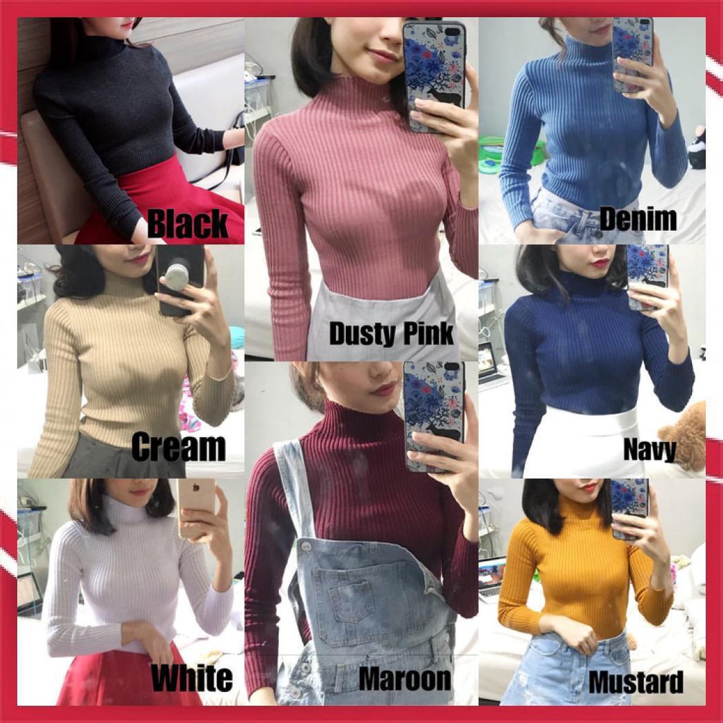 Jual BAJU TURTLENECK RAJUT LENGAN PANJANG - PUTIH | Shopee Indonesia