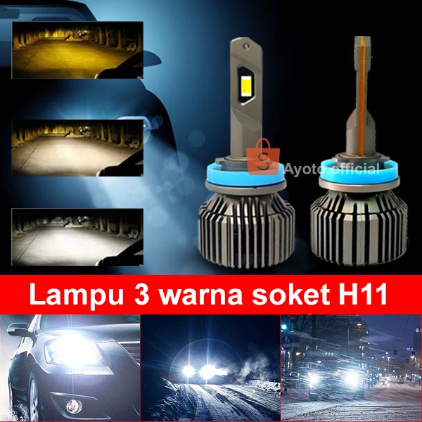 Jual 2 PCS (Sepasang) Lampu Led Mobil Utama Kabut Headlamp Foglamp Socket H11 AYOTO Watt35 ...