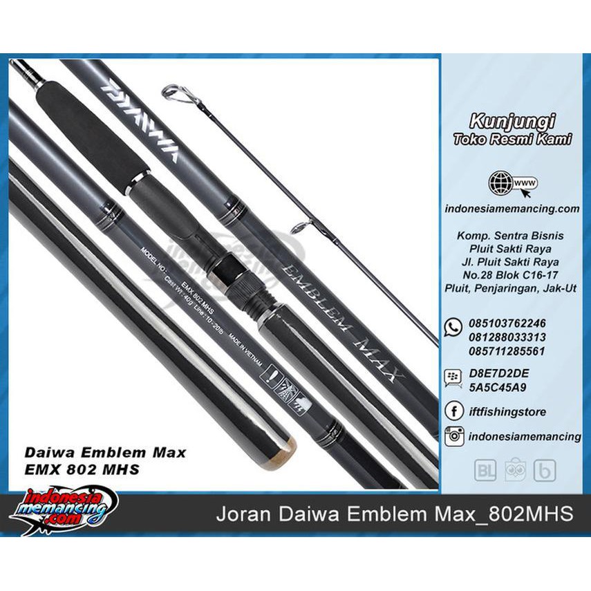 Jual alat pancing mantul habis Joran Mancing DAIWA EMBLEM MAX 802MHS ...
