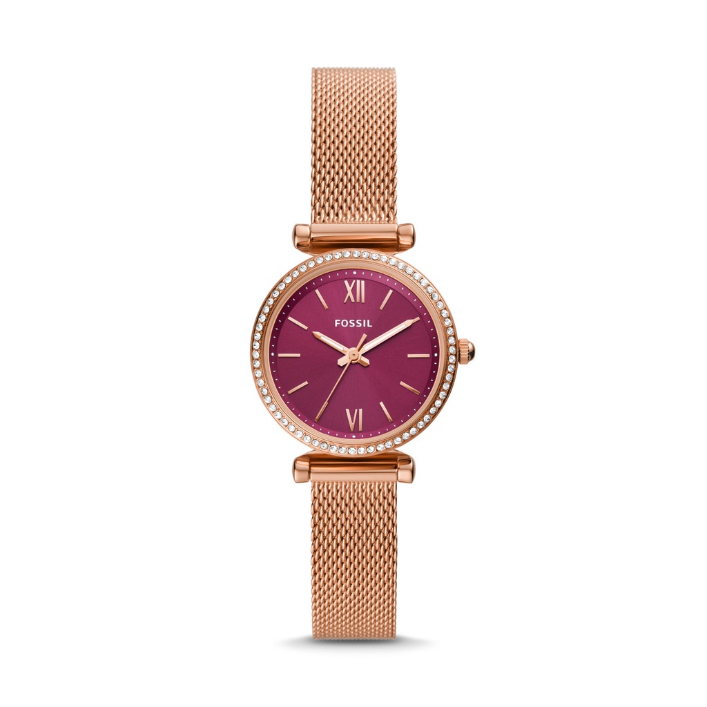 Jual Fossil Carlie Mini Rose Gold Tone Stainless Steel Mesh Jam Tangan