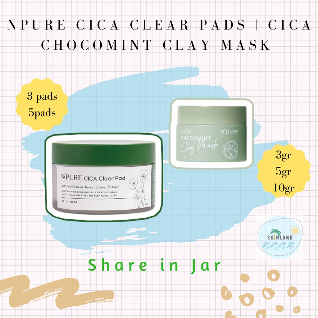 Jual [SHARE IN JAR] NPURE CICA CLEAR PAD | CLAY MASK CENTELLA CHOCOMINT ...