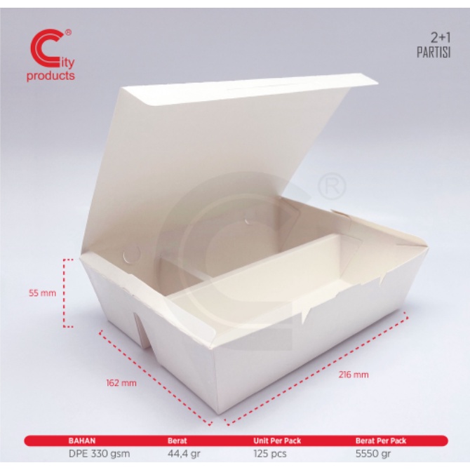 Jual Lunch Box Partisi 3 / Takeaway Box Partisi 3 @125pcs | Shopee ...