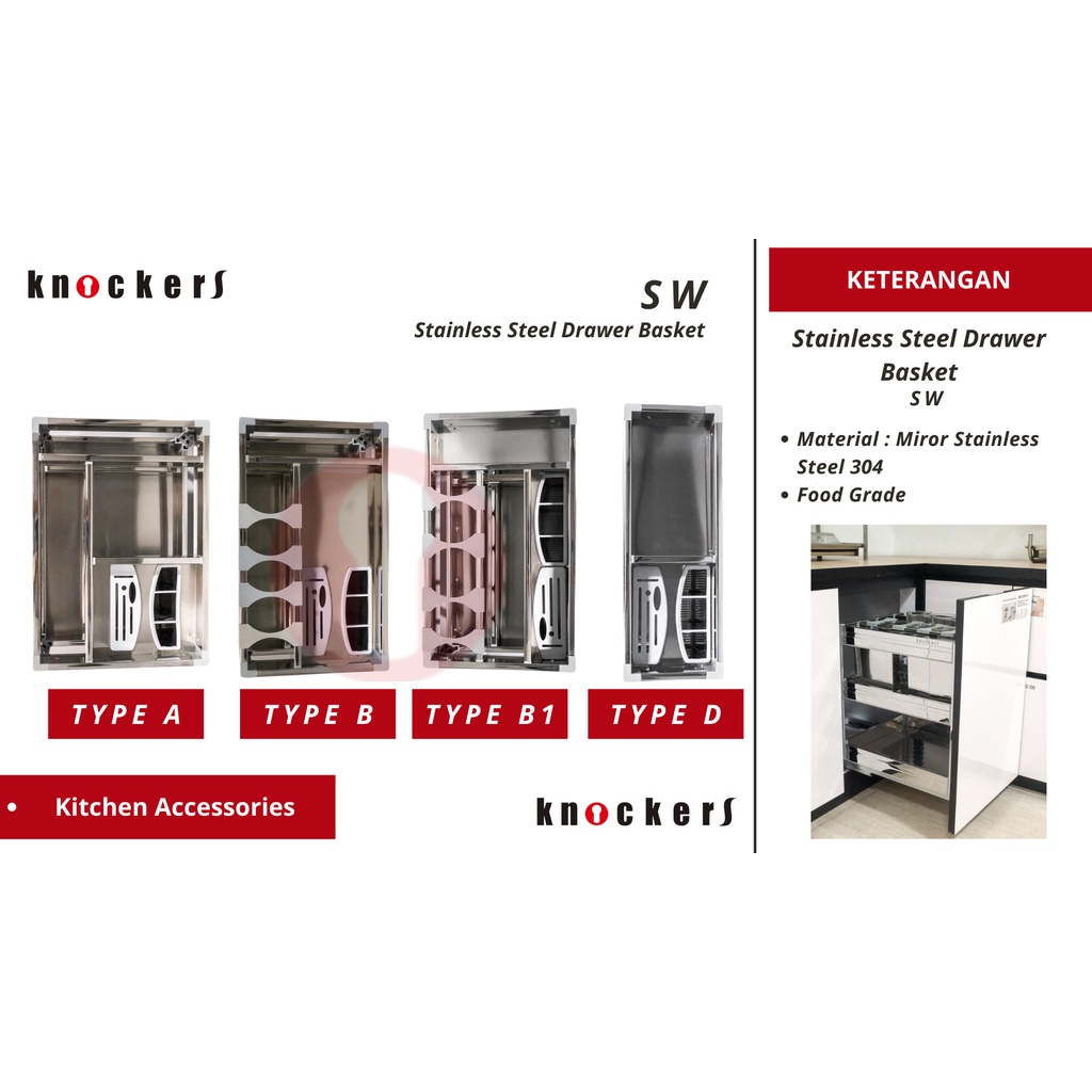 Jual STAINLESS STEEL 304 DRAWER BASKET / SW / KNOCKERS INDONESIA ...