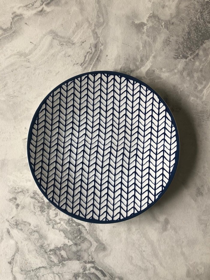 Jual Piring Keramik Motif Strip Royal Blue Premium Diameter 16 cm ...