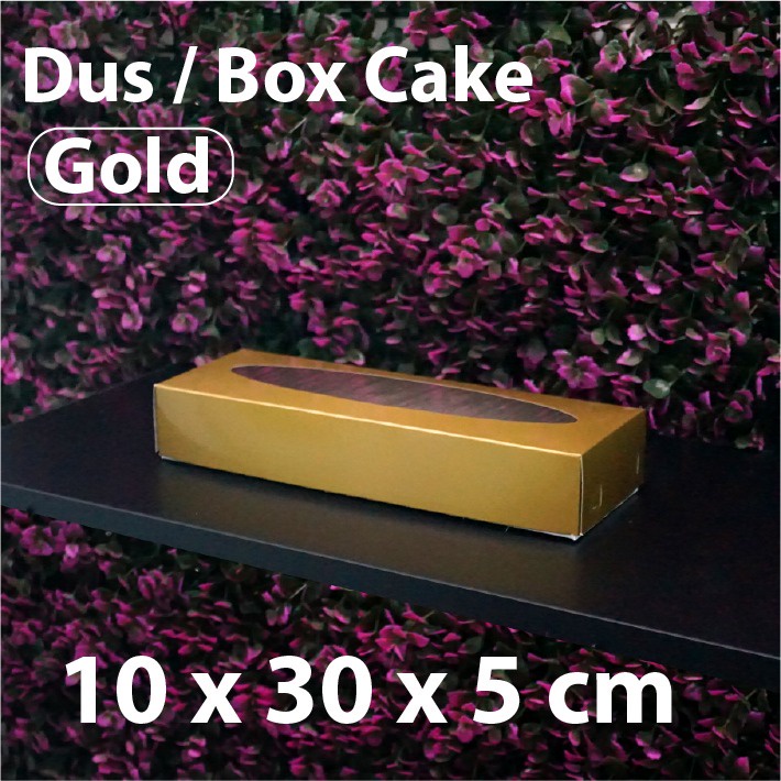 Jual (Depok) Dus Emas 10 x 30 x 5 cm dengan Mika - Box Kue - Gold Cake ...