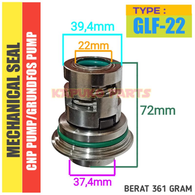 Jual MECHANICAL SEAL 22MM CNP PUMP ATAU GRUNDFOS PUMP CR1/CR3/CR5 | Shopee Indonesia