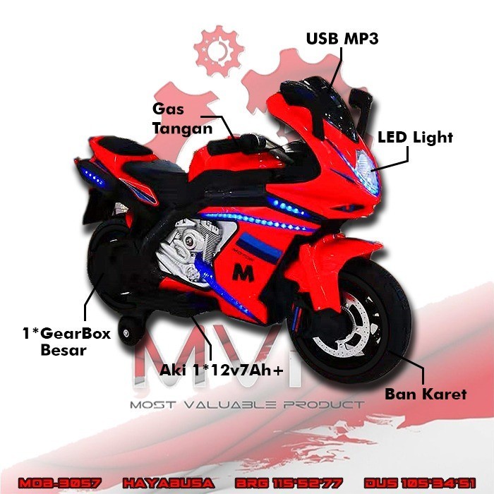 Jual Motor Listrik Untuk Anak Hayabusa Mainan Motor Motoran Baterai Aki ...