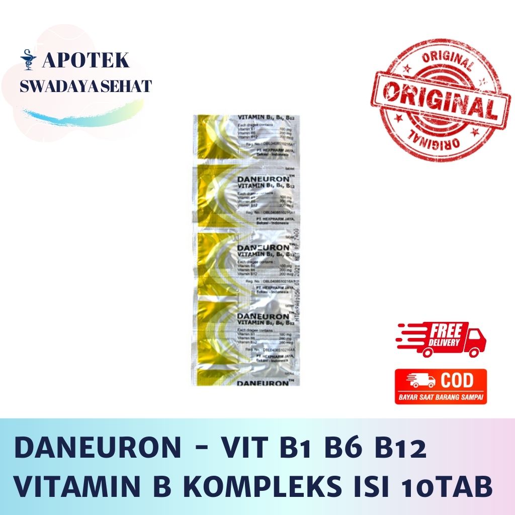 Jual DANEURON 10 Tablet - Vitamin B1 B6 B12 BKompleks Strip | Shopee ...