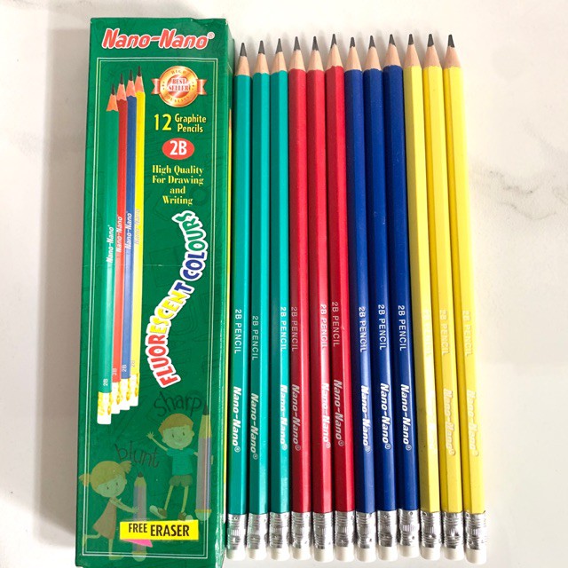 Jual Pensil Kayu Murah 2B Nano Nano + Penghapus 1 box isi 12 (1 lusin ...