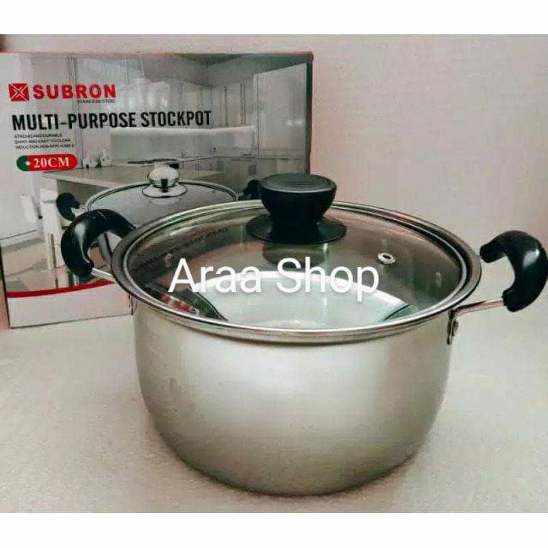 Jual SUBRON Panci Sop Pot Stainless Tutup Kaca Tebal 20cm | Shopee ...