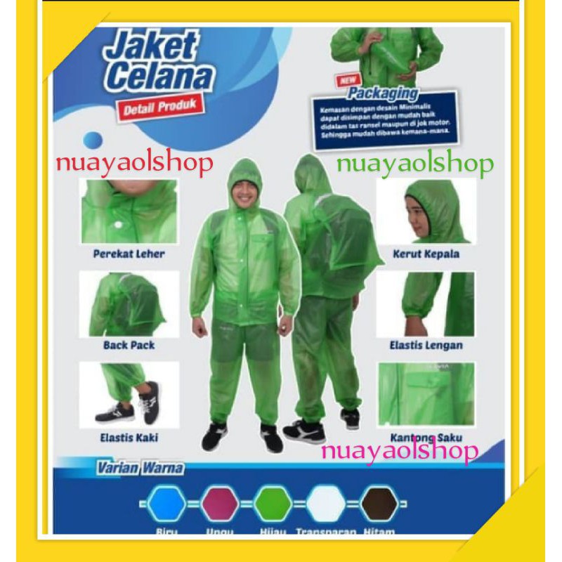 Jual Jas Hujan Dewasa Pria Wanita/Mantel Hujan Kekinian/Setelan Jaket Hujan/Plevia Original ...