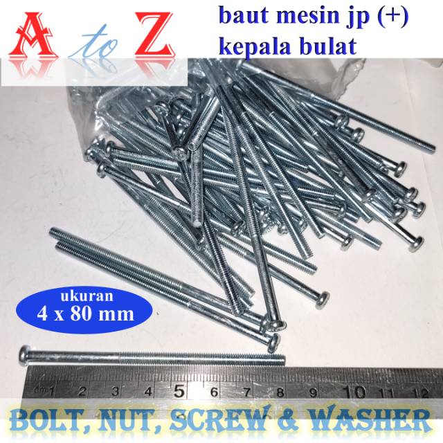 Jual Baut mesin 4x80mm (100pcs)/machine screw /skrup/sekrup mesin jp ...