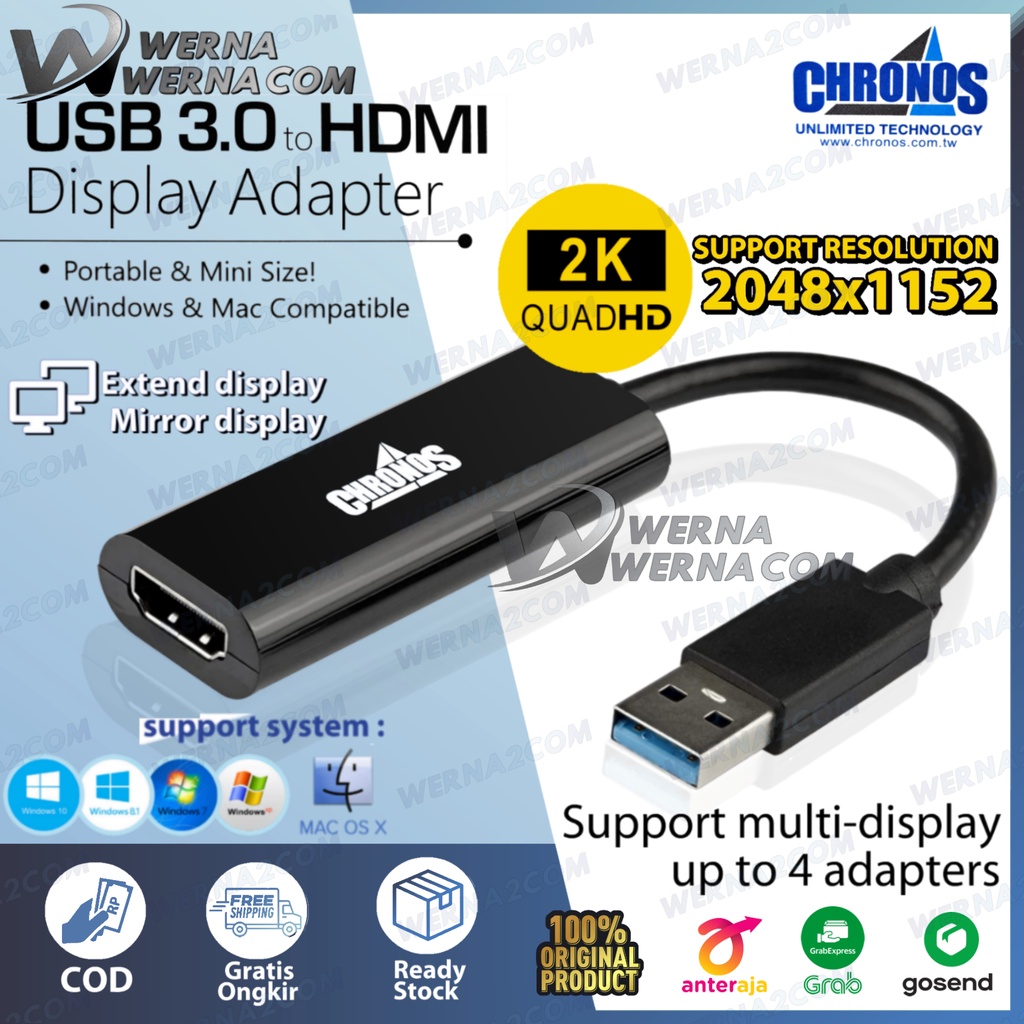 Jual CHRONOS USB 3.0 to HDMI Display Adapter | Shopee Indonesia