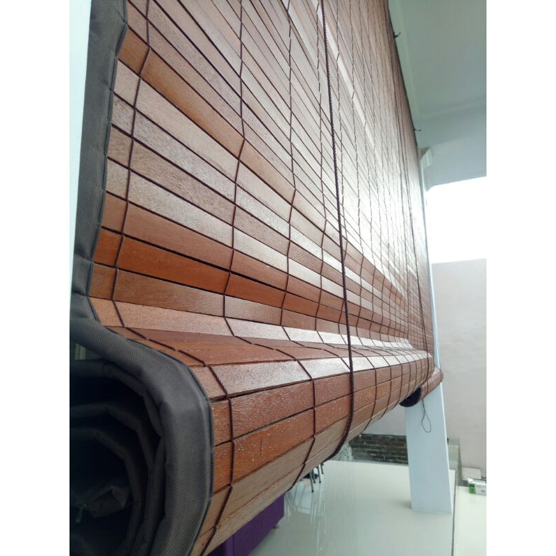 Jual krey kayu waterproof L 2m x T 2,5m/tirai kayu lapis kain ...