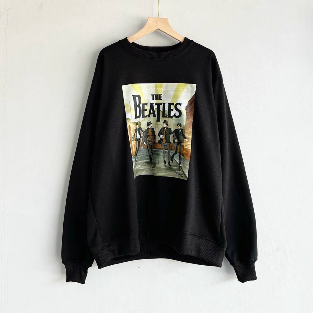 Jual SURVIVE | SWEATER CREWNECK PRIA WANITA HITAM ‘THE BEATLES ...