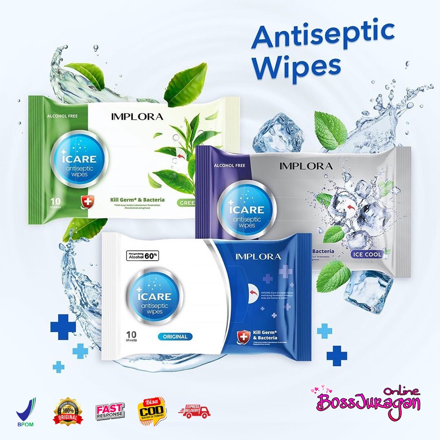 Jual (BOSS) IMPLORA ( Tissue Basah) I CARE ANTI SEPTIC WIPES 50 SCEETS ...
