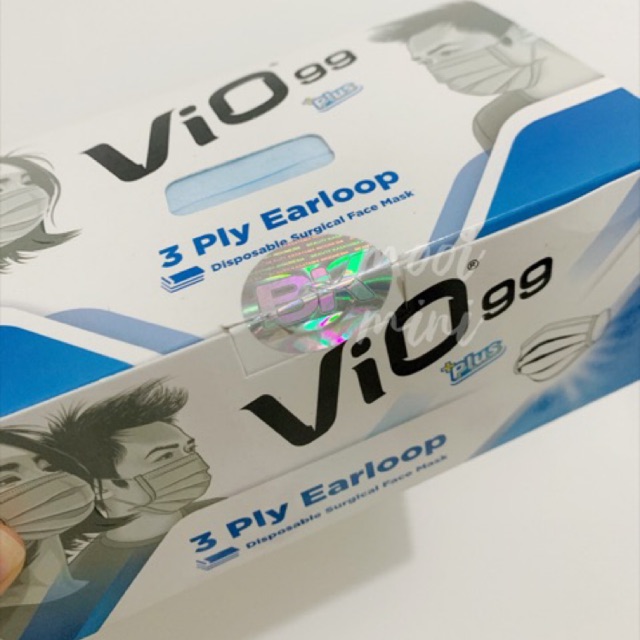 Jual Masker 3 ply VIO 99 earloop // 3 ply disposable surgical face mask ...