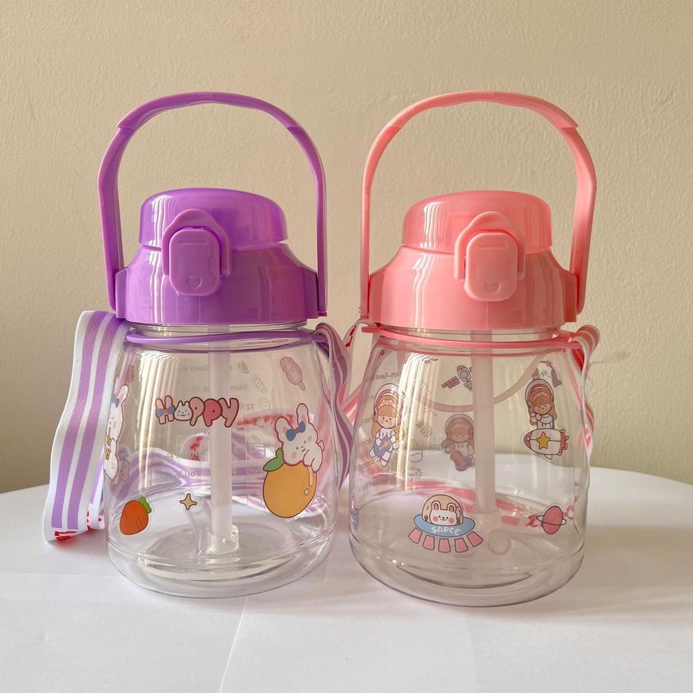 Jual Botol Air Minum Anak 1,3 L Bening Sticker 2D 3D Tali Korea Viral ...