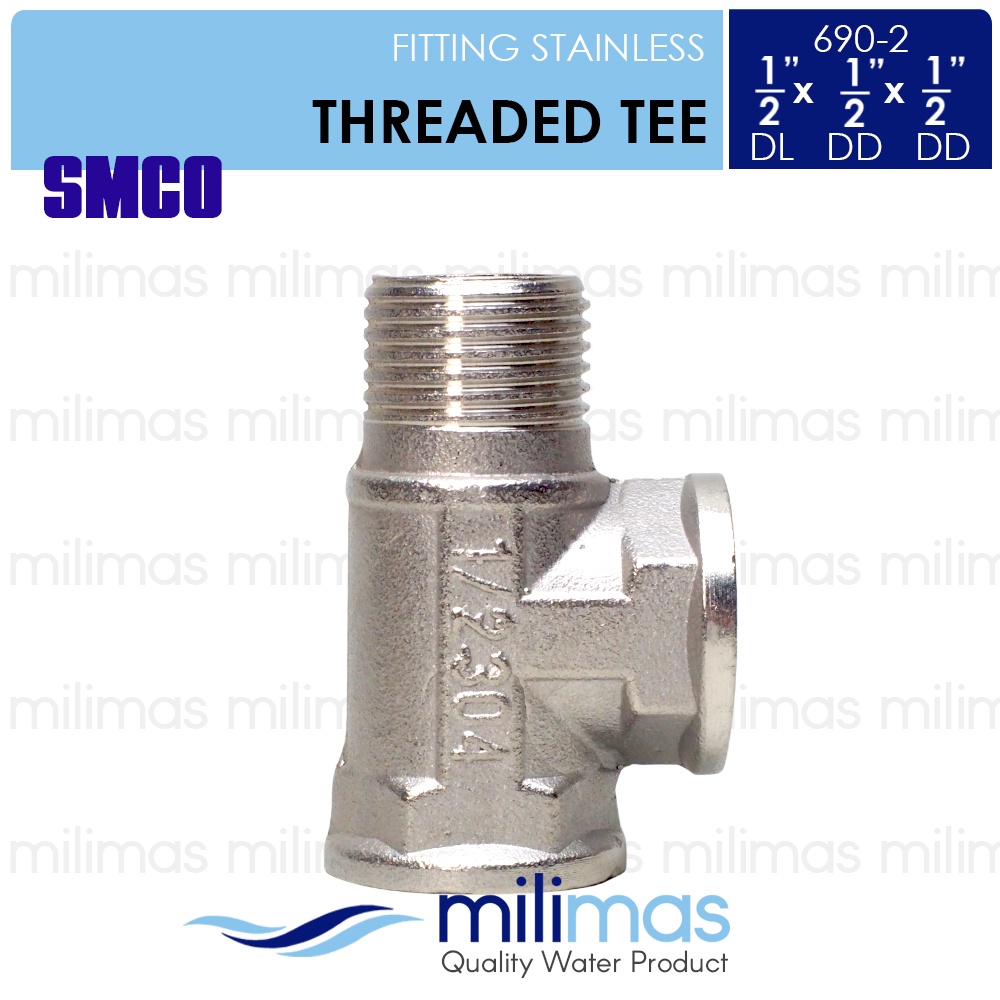 Jual SMCO - TEE Drat 1/2"x1/2"x1/2" Stainless Steel - Threaded TEE 690 ...