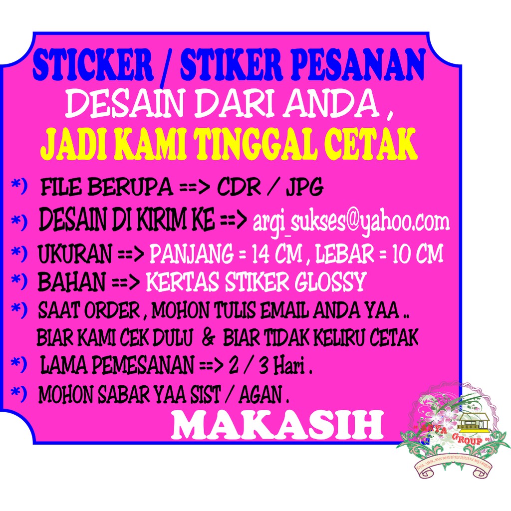 Jual STIKER PENGIRIMAN / STICKER PESANAN DESAIN DARI ANDA , KAMI HANYA ...