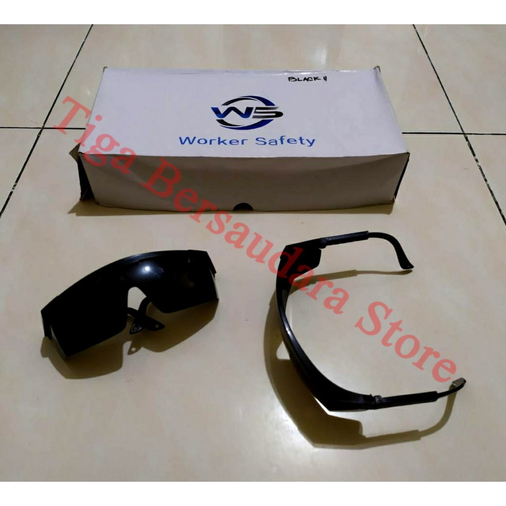 Jual Kacamata safety Hitam / kacamata las safety glasses Black | Shopee ...