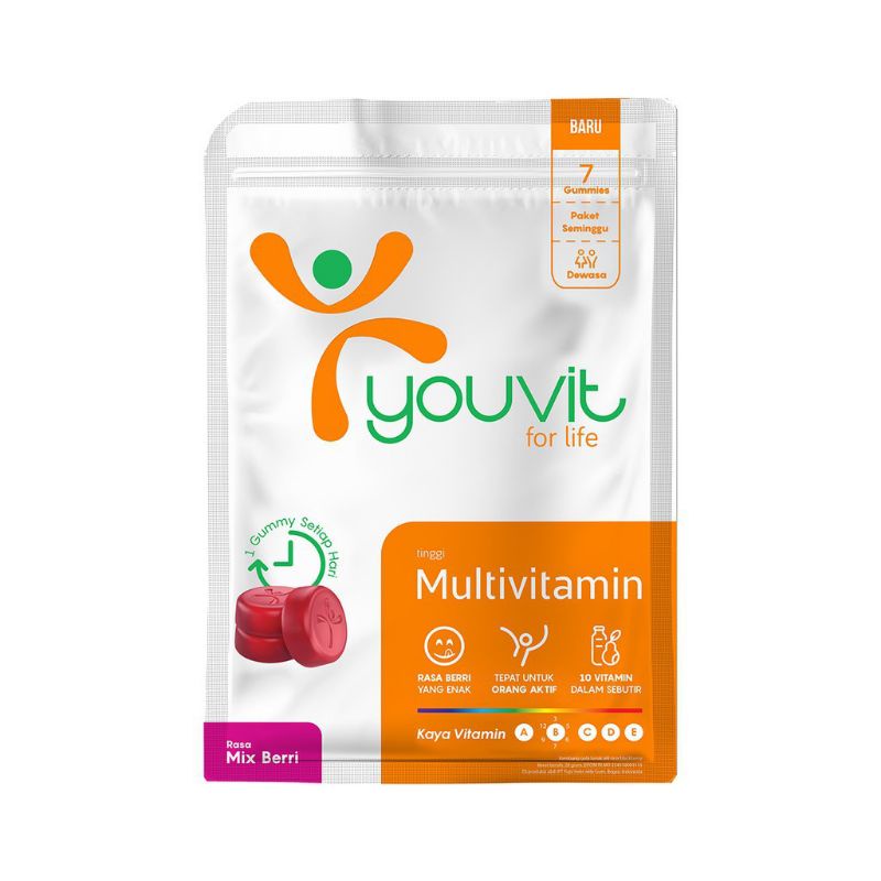 Jual YOUVIT multivitamin Dewasa Gummy 1 sachet isi 7 gummy | Shopee Indonesia