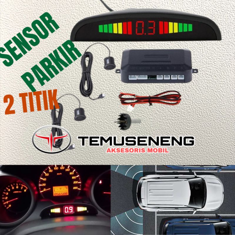 Jual Set Sensor Parkir Mundur 2 Titik Mata Mobil Audio Suara Parking ...