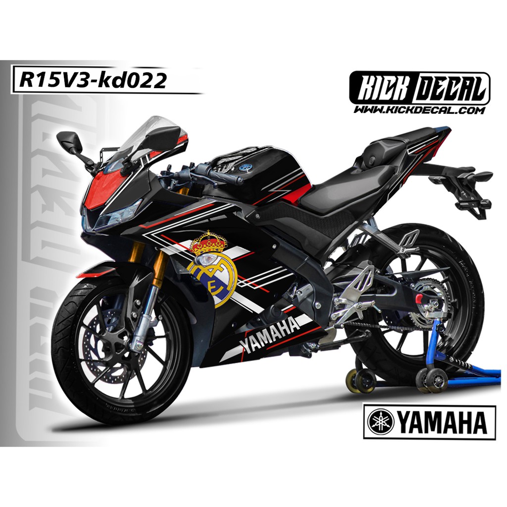 Jual STICKER DECAL YAMAHA R15 V3 HITAM REALMADRID - KD022 | Shopee ...