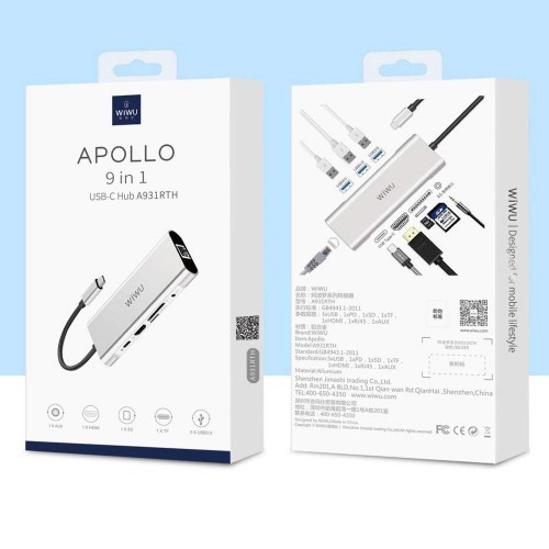 Jual Original WIWU APOLLO A931HRT 9 In 1 Aluminium USB Type-C Adapter Hub | Shopee Indonesia