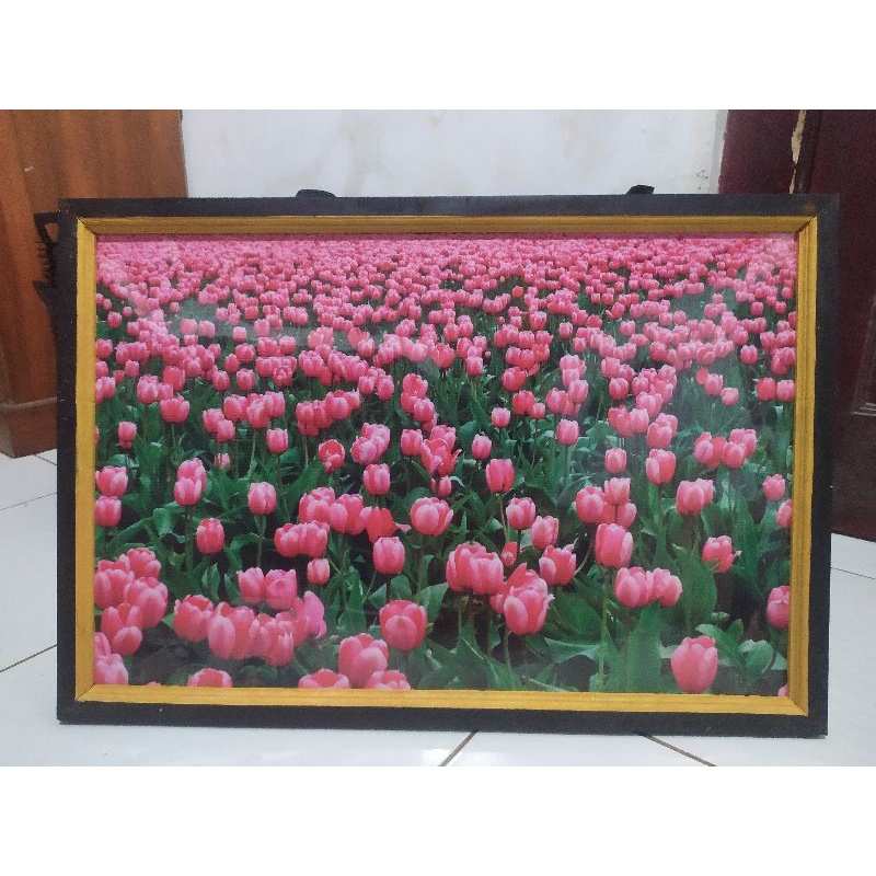 Jual lukisan cetak bunga tulip plus bingkai ukuran 65x 45 cm | Shopee ...