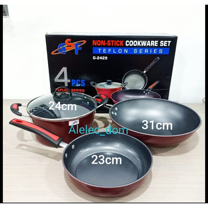 Jual Panci Set Teflon Gsf (4pcs) / Cookware Set Non stick 4pcs | Shopee ...