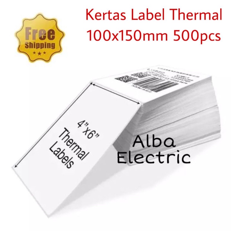 Jual Kertas Thermal 100 x 150 500 Pcs A6 Stiker Kertas Printer Label Thermal 100 x 150 mm Label ...