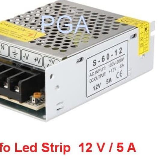 Jual Power Supply Adaptor Switching Trafo LED Strip 12V 5A 12 Volt 5 Ampere | Shopee Indonesia